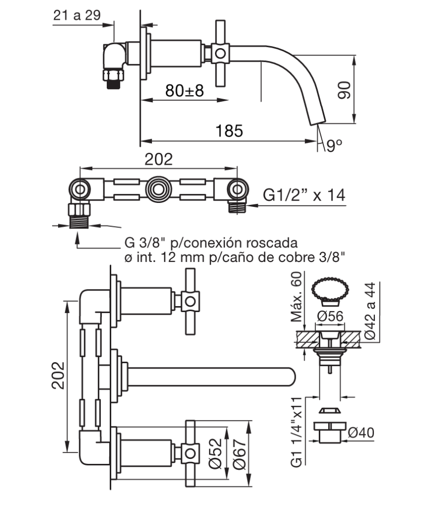 GRIF FV 203/87 CR TEMPLE C/CER LAVATORIO P/PARED - Sanitarios Gaona