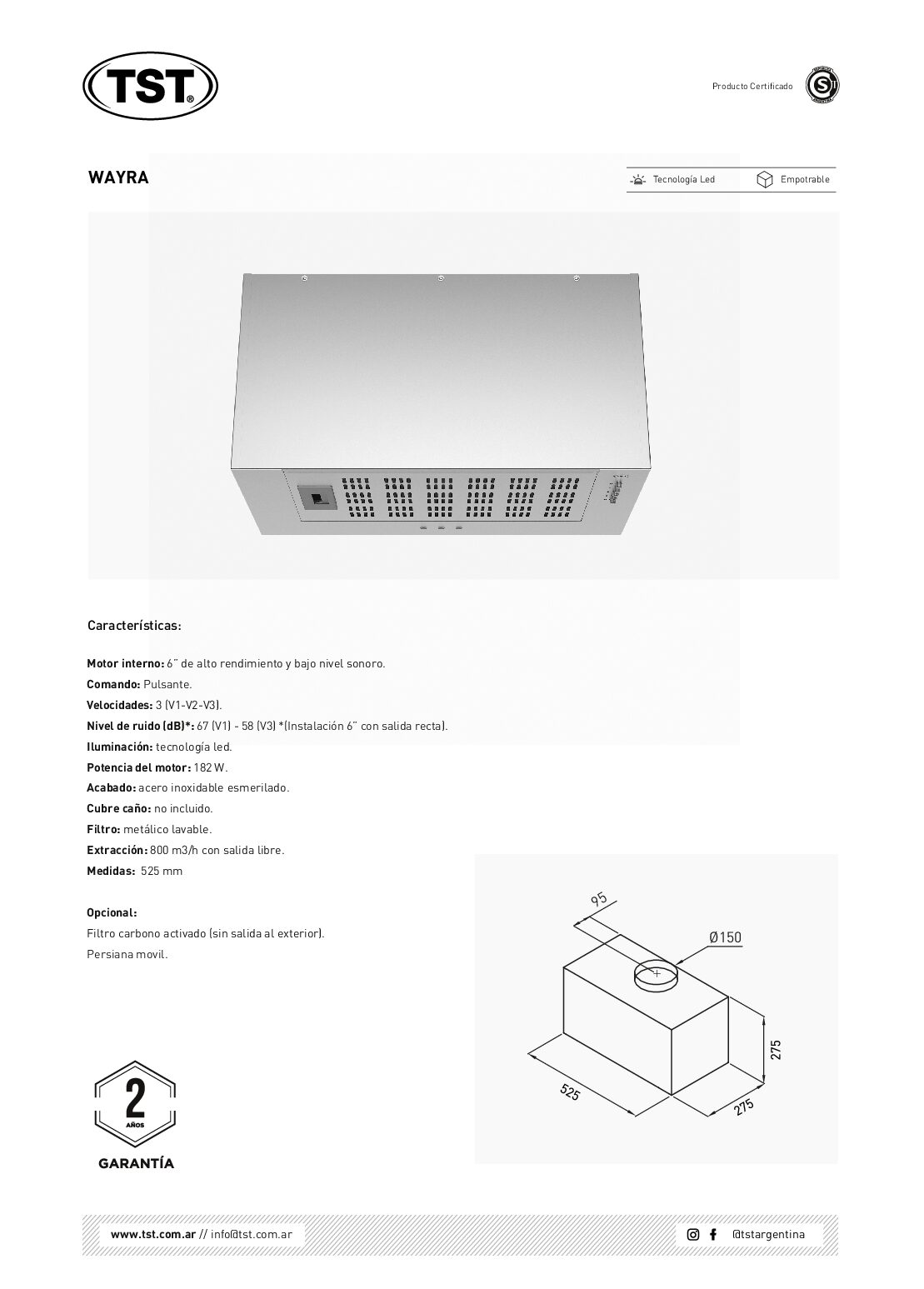 TST - CAMPANA PREMIUM - WAYRA (212-53) - Sanitarios Gaona
